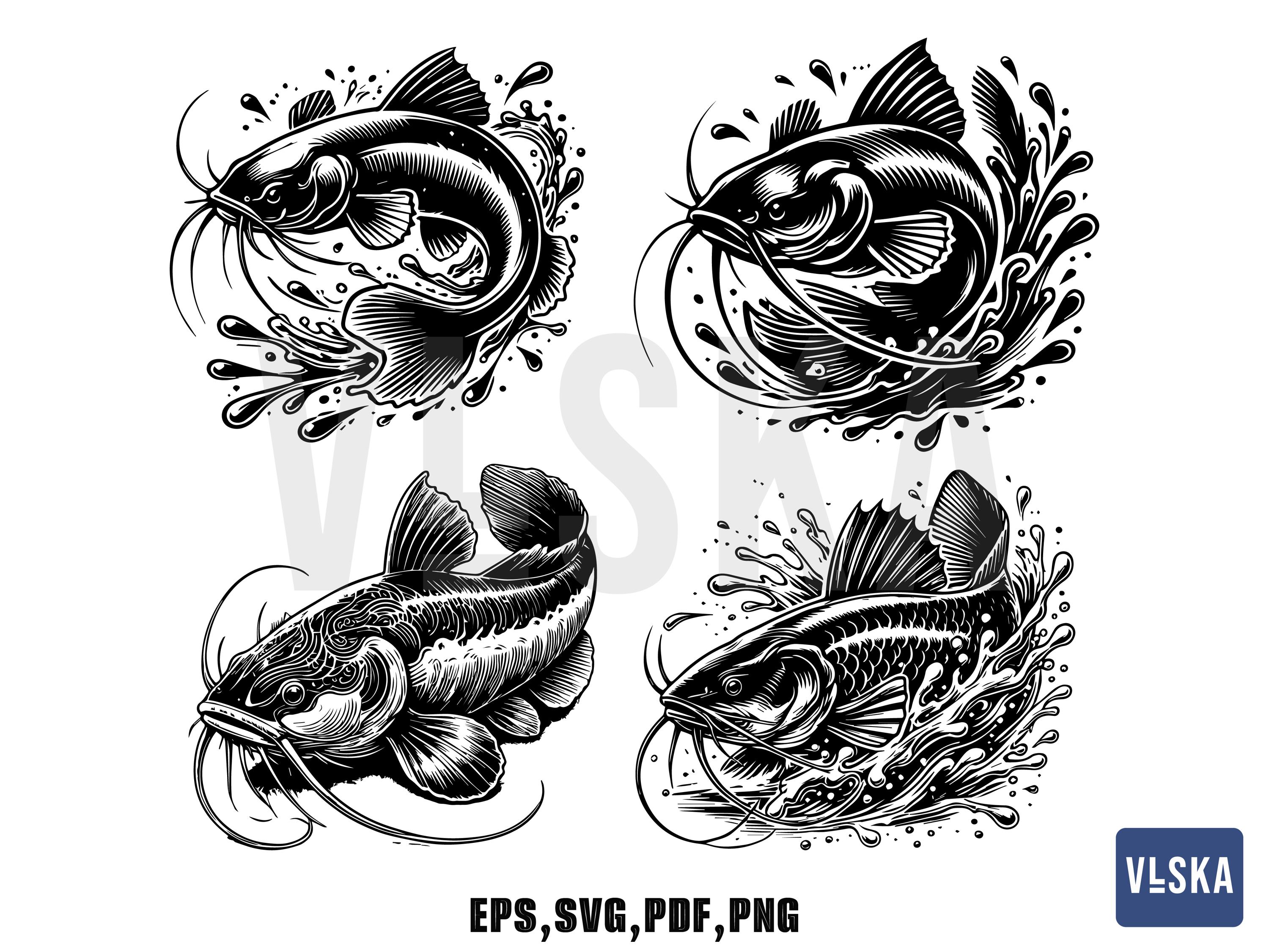 Catfish SVG Clipart Bundle | Catfish Cut Files | Catfish Clipart | Fish ...