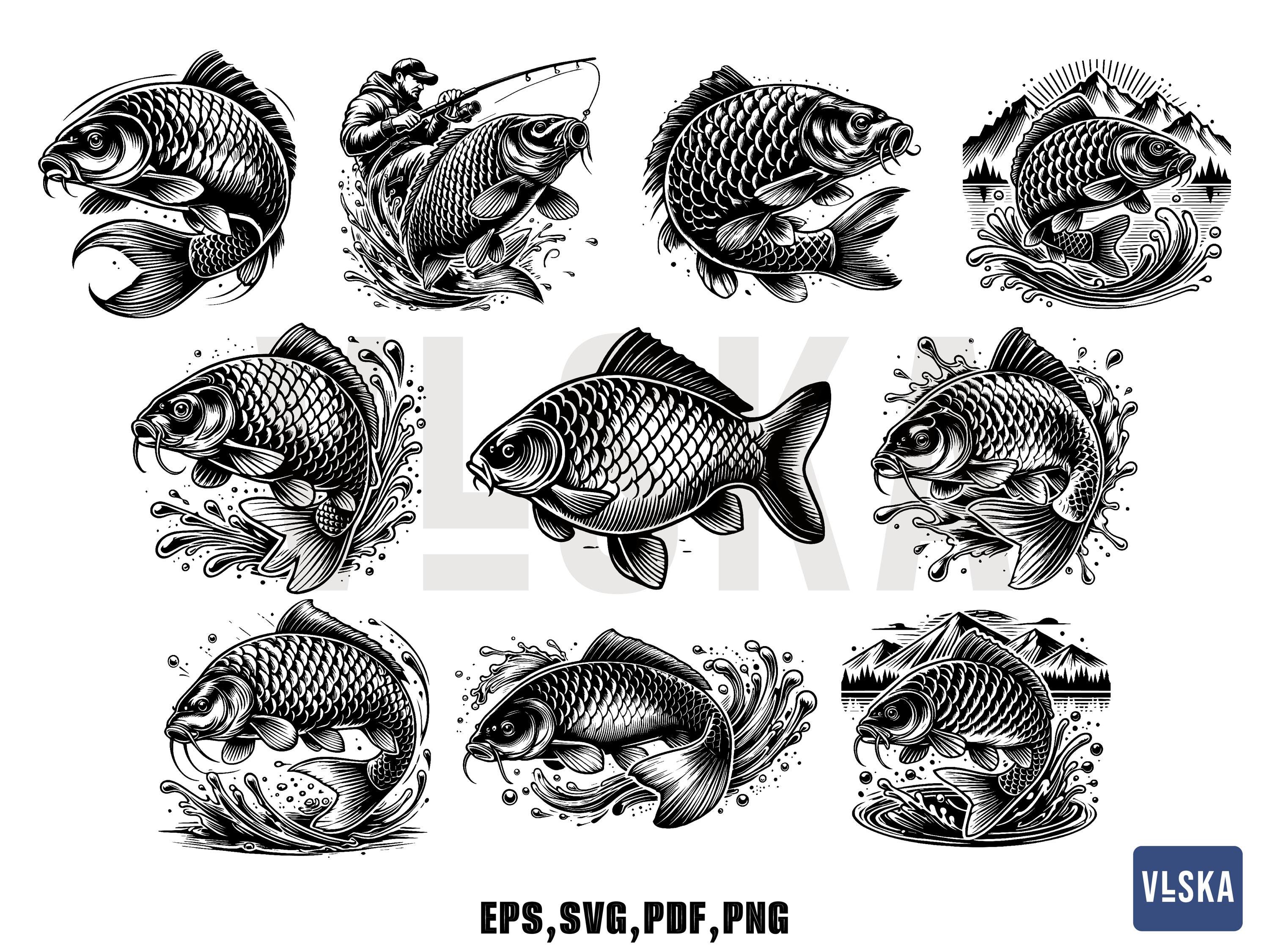Carp Fishing Vector SVG Bundle | Carp Fishing SVG | Fishing SVG ...