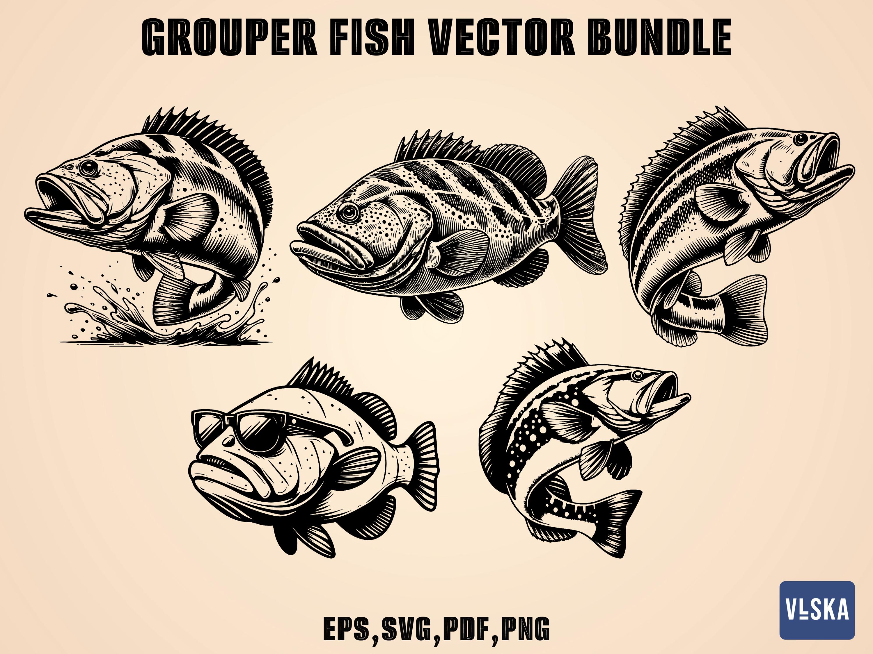 Grouper Fish Vector Bundle | Grouper Fish Clipart | Fishing Svg | Eps ...