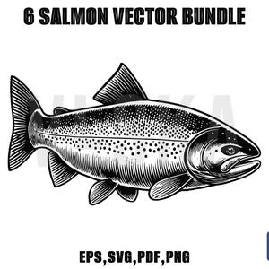 Salmon Vector SVG Bundle | Salmon Fishing Svg | Trout Svg | Salmon Svg ...