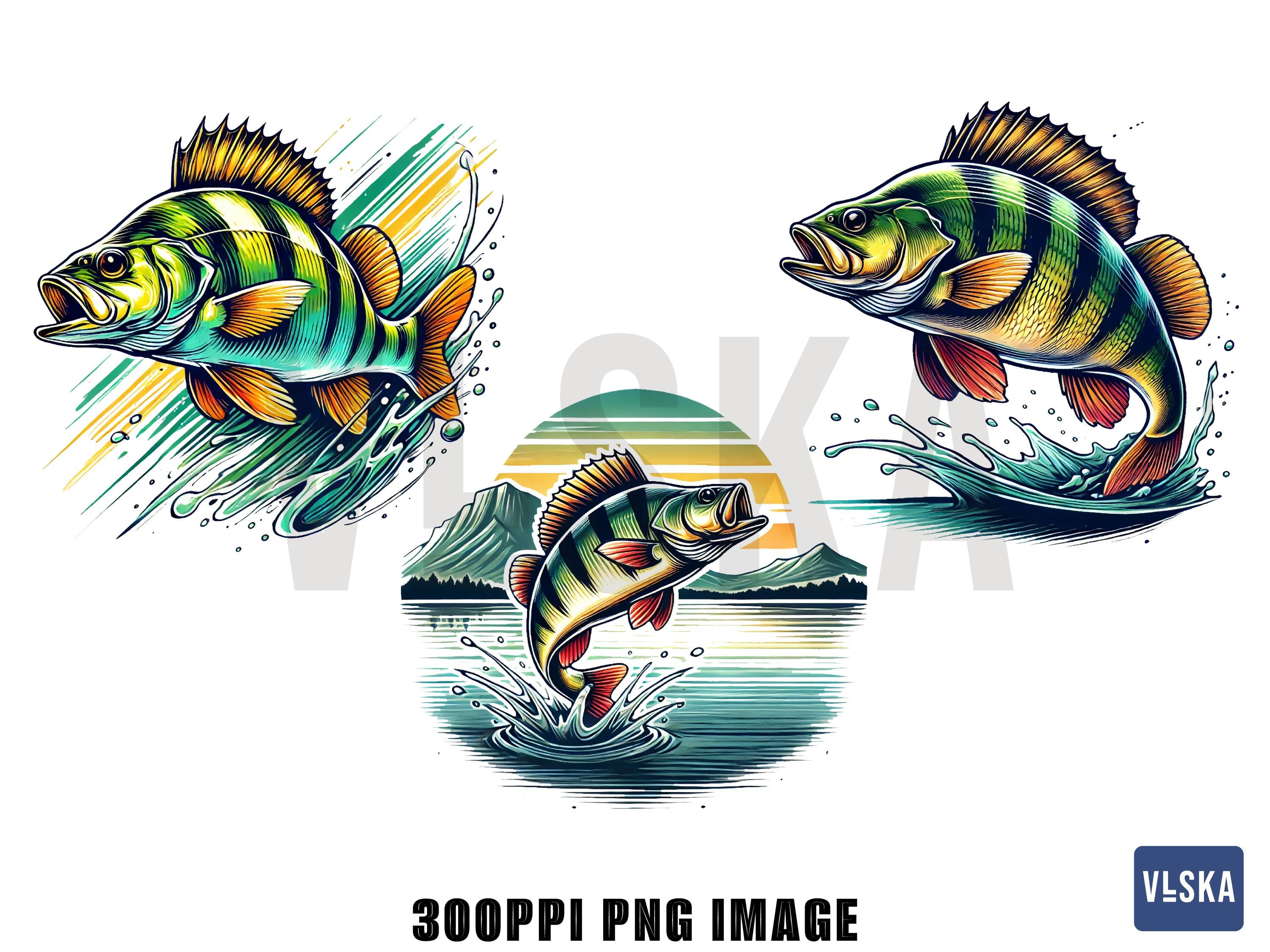 Perch Fish PNG Clipart Bundle | Perch Fishing PNG, Digital Graphic ...