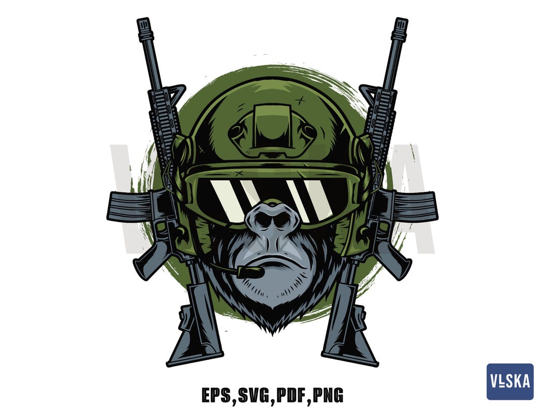 Military Ape Vector Drawing | Military Army SVG | Soldier SVG | Eps,svg ...