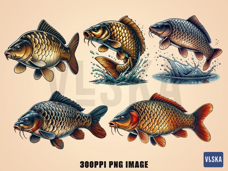 Carp Fishing PNG Bundle | Common Carp Fish | Fishing Png | Jumping Fish ...