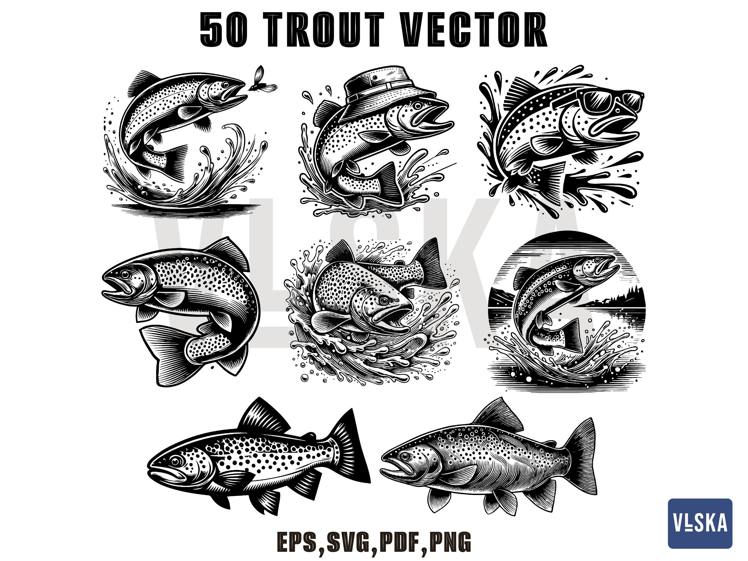50 Trout Fishing SVG Clipart Bundle | Trout Fishing SVG | Trout ...