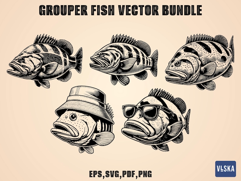 Grouper Fish Vector Bundle | Grouper Fish Clipart | Fishing Svg | Eps ...