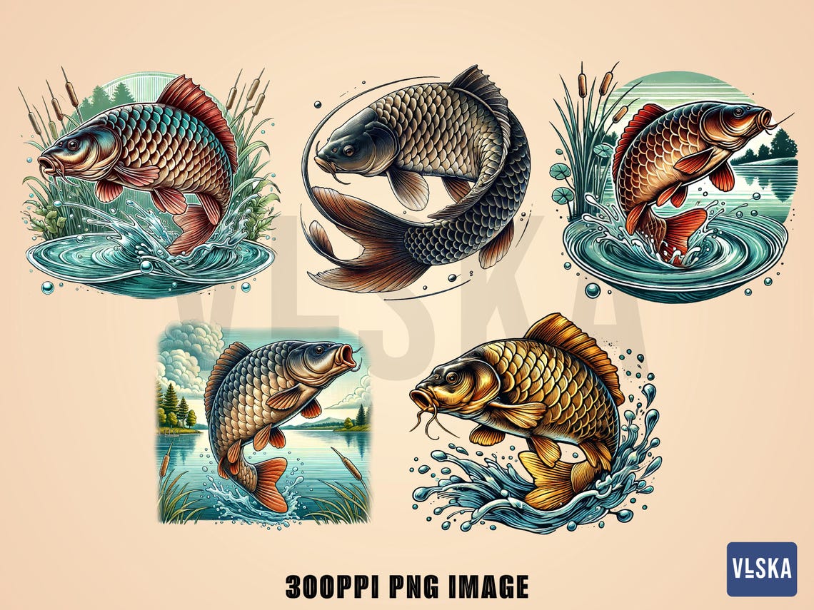 Carp Fishing PNG Bundle | Common Carp Fish | Fishing Png | Jumping Fish ...