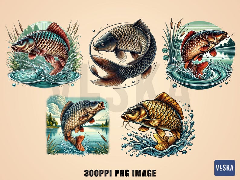 Carp Fishing PNG Bundle | Common Carp Fish | Fishing Png | Jumping Fish ...