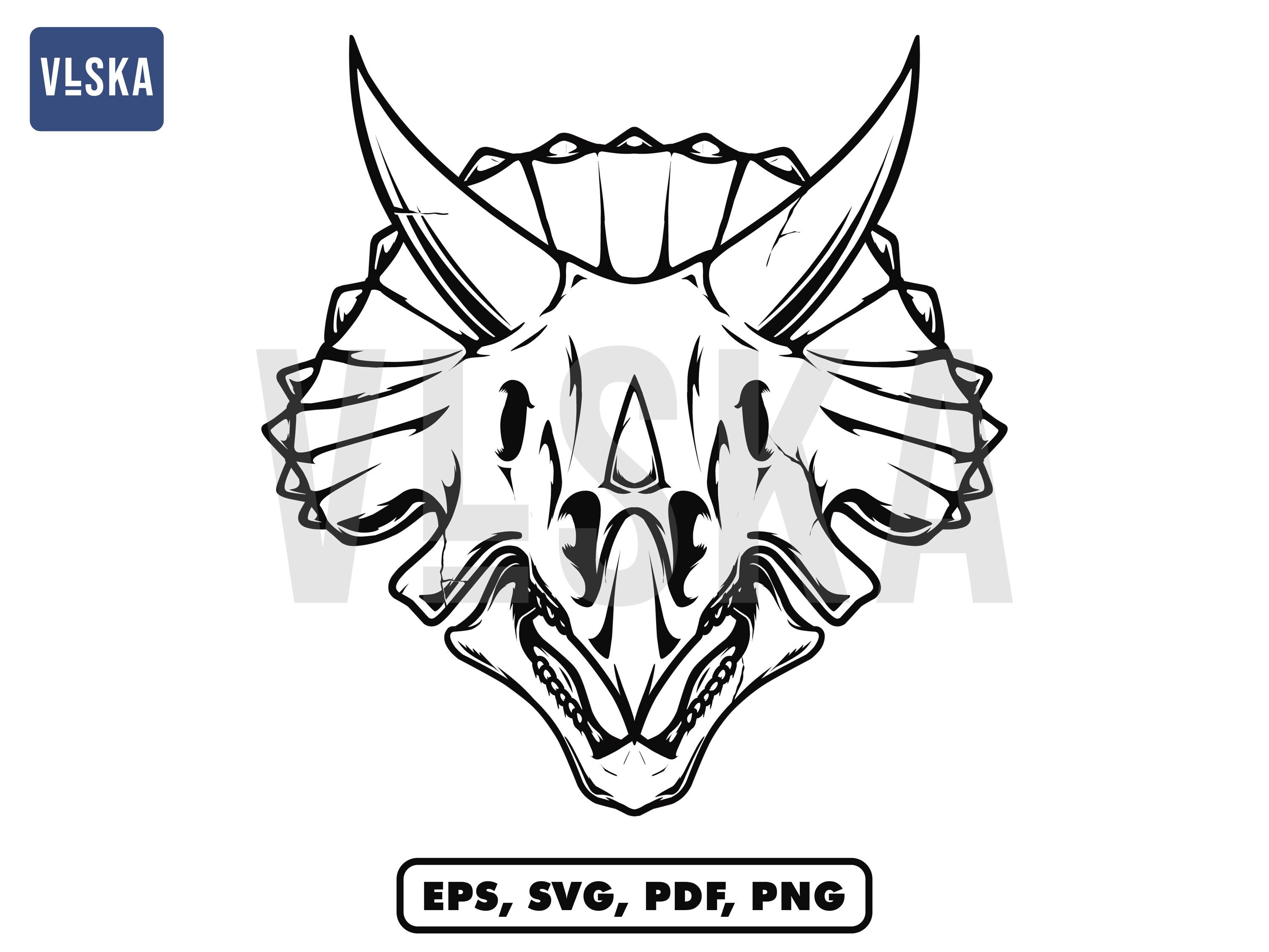 Triceratops Head Skull SVG, Dinosaur Head Svg, Dino Tshirt, Dinosaur ...