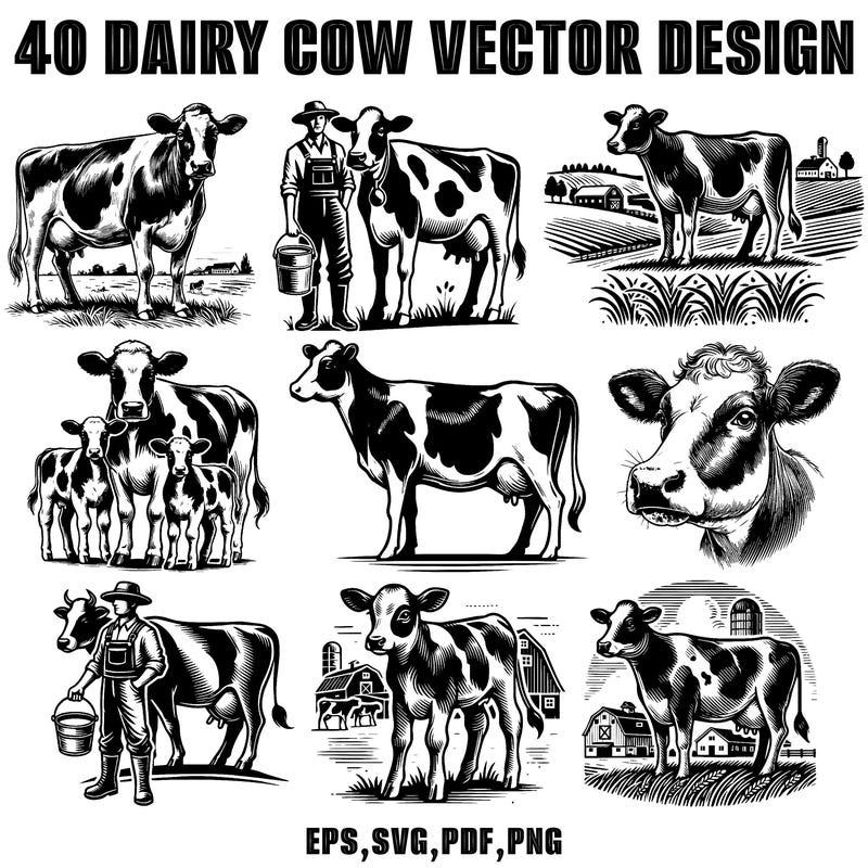 Dairy Farm Vector - Etsy