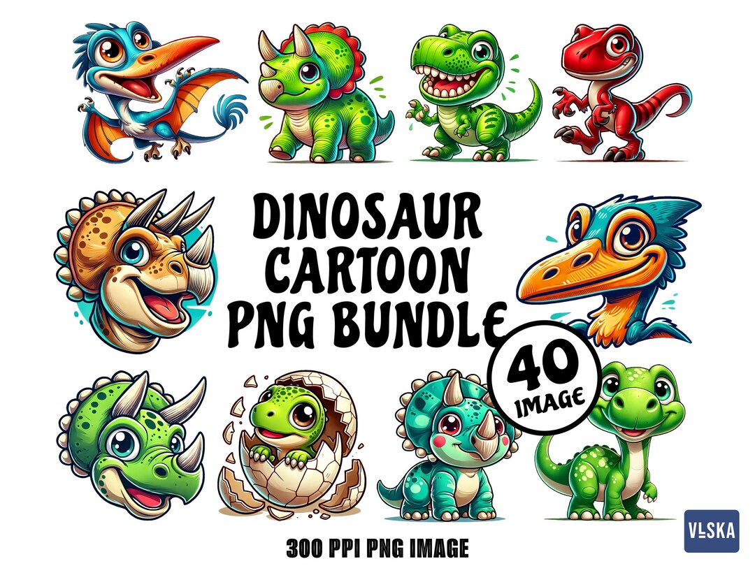 40 Dinosaur PNG Clipart Bundle – T-rex, Triceratops, Stegosaurus ...