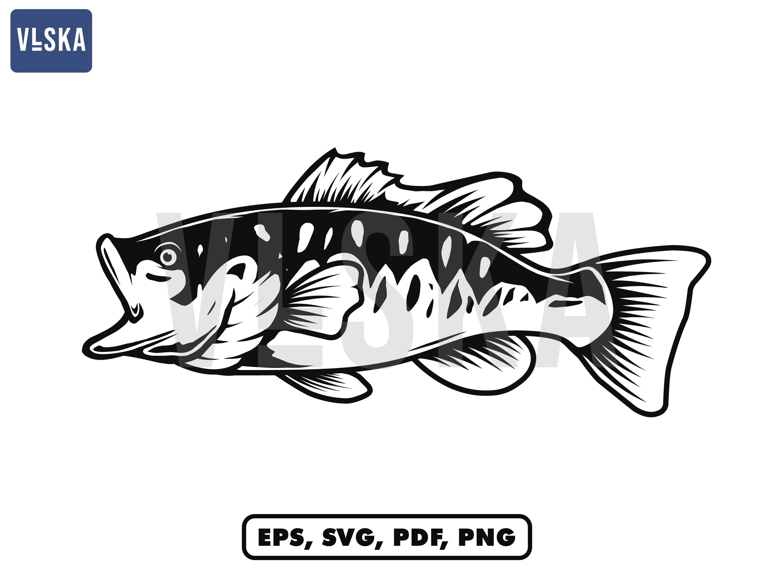 Bass Fish Vector Bundle, Bass Fishing SVG, Fishing SVG, Jumping Bass ...