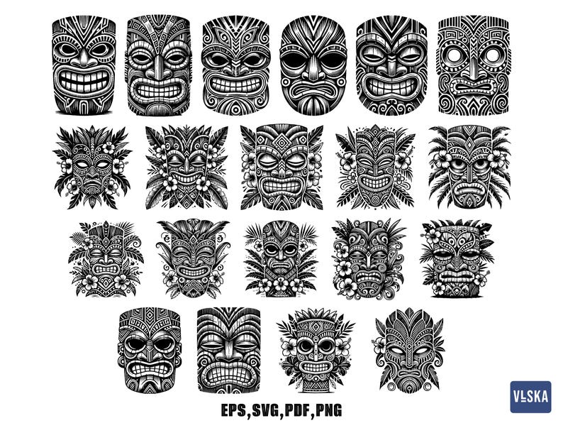 Tiki Mask Tiki Sculpture SVG Bundle | 80 Tribal Vector Files for Wall ...