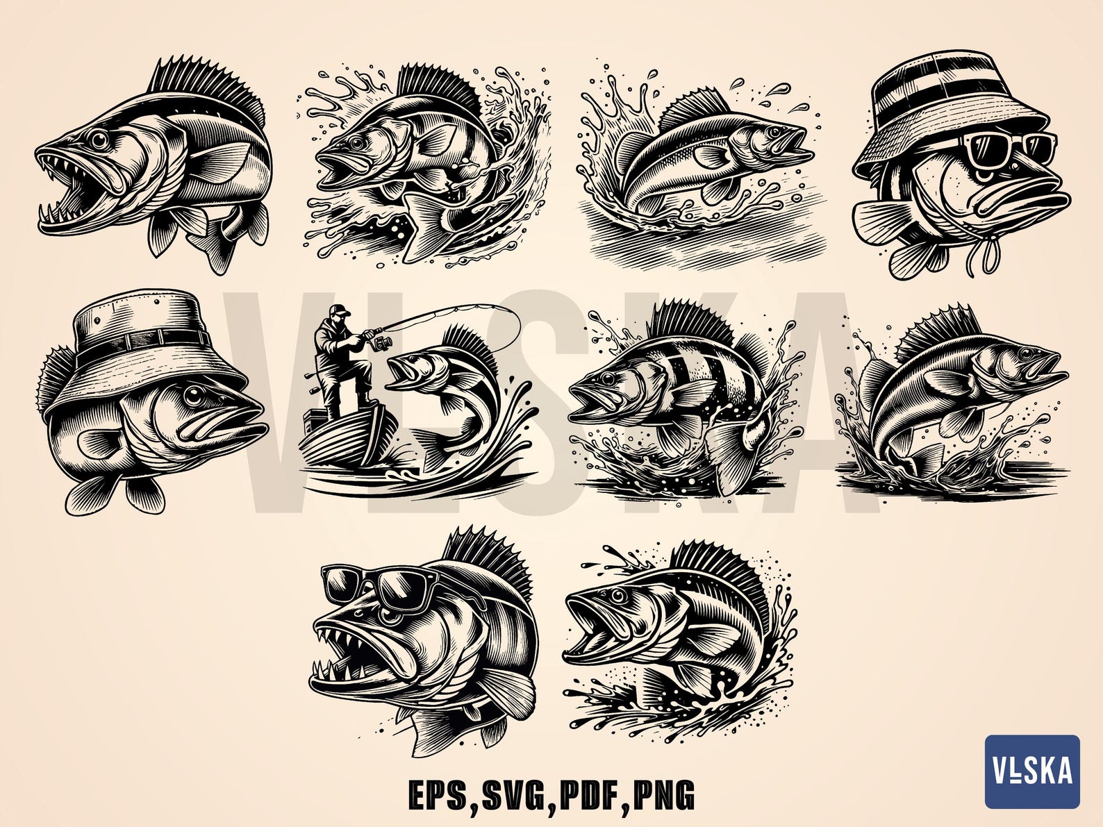 Walleye Fishing Vector SVG Bundle | Walleye Fishing SVG | Fishing SVG ...