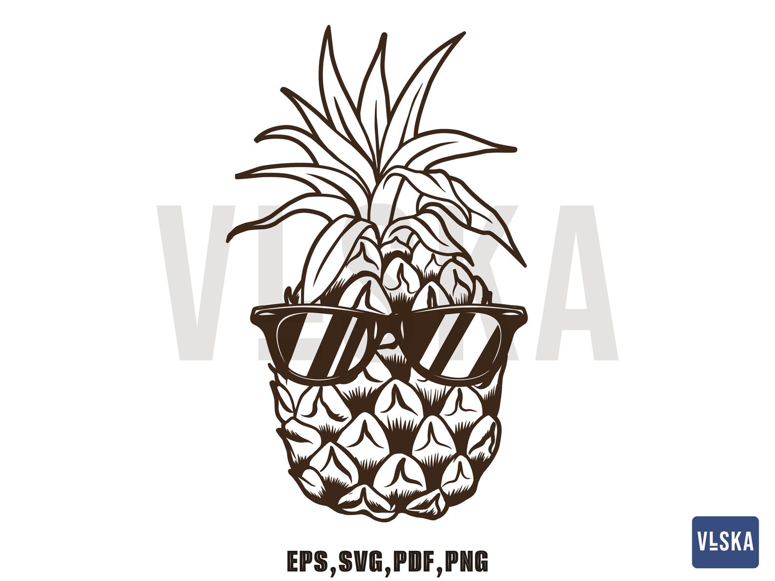 Pineapple Wearing Sunglasses Vector SVG Illustration | Eps, Pdf, Svg ...