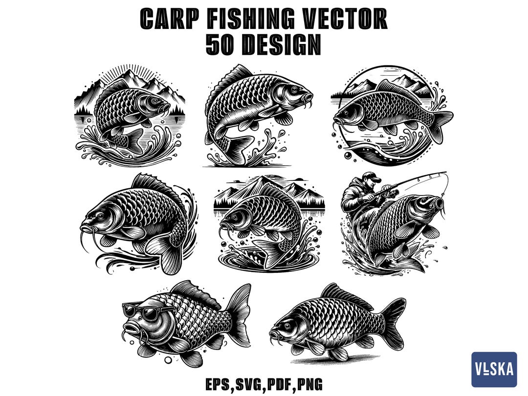 Carp Fishing Vector SVG Bundle | Carp Fishing SVG | Fishing SVG ...