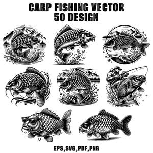 Carp Fishing Vector SVG Bundle | Carp Fishing SVG | Fishing SVG ...