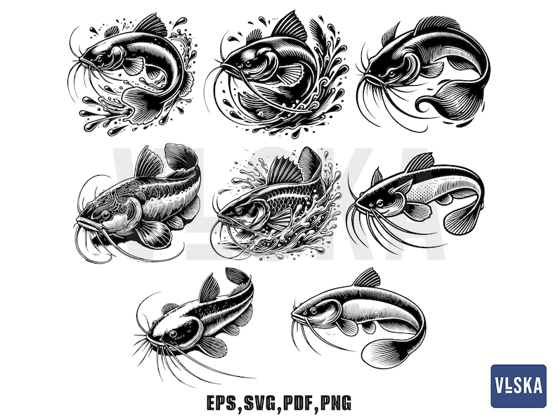 Catfish SVG Clipart Bundle | Catfish Cut Files | Catfish Clipart | Fish ...
