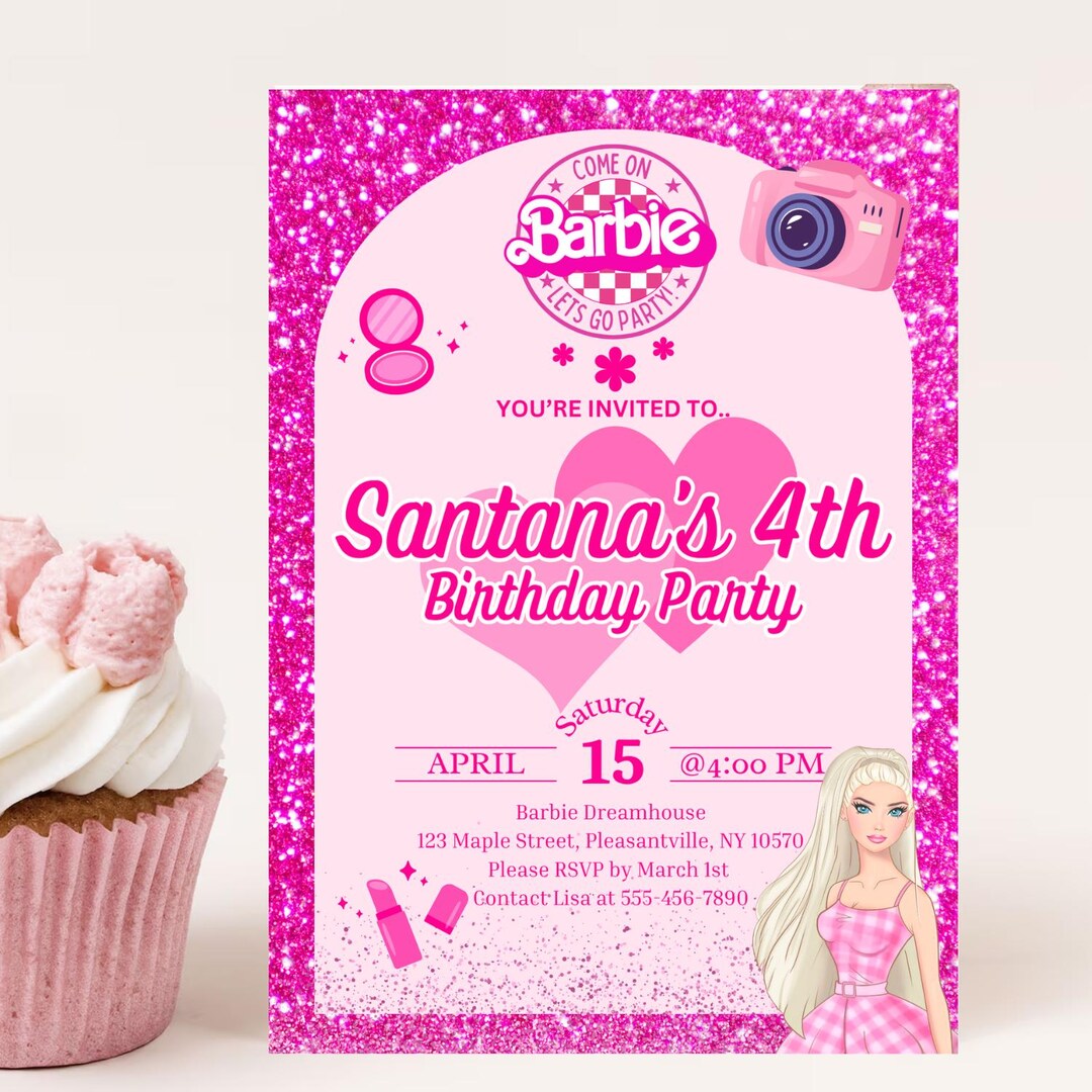 Barbie Birthday Invitation Princess Party Invite Editable Digital ...