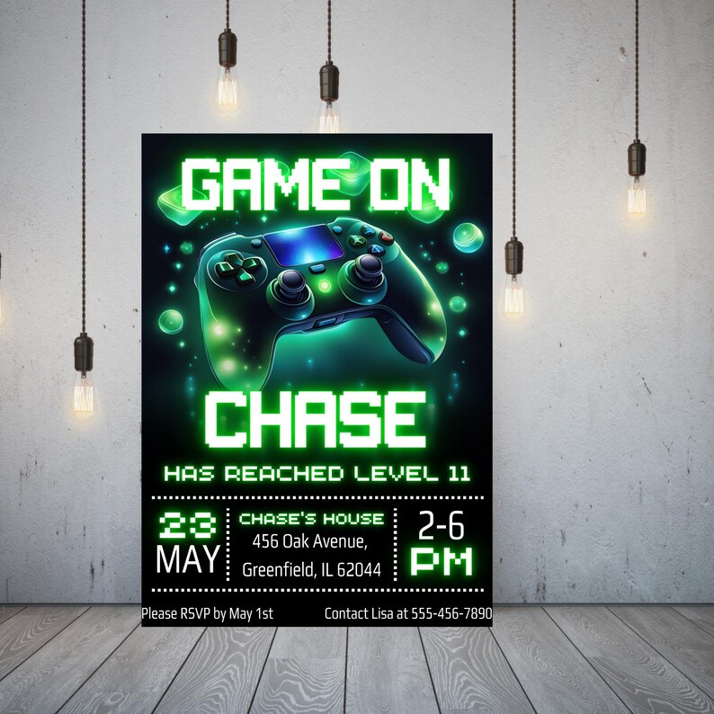 Gamer Birthday Invitation: Video Game Party, Editable Template (digital ...