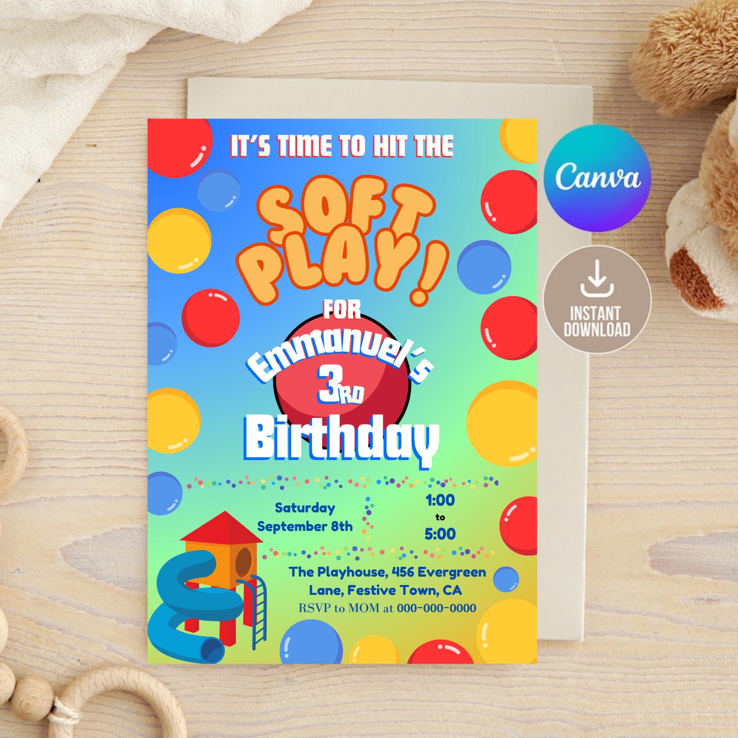 Dodgeball Party Invitation Editable Soft Play Template Kids Birthday ...