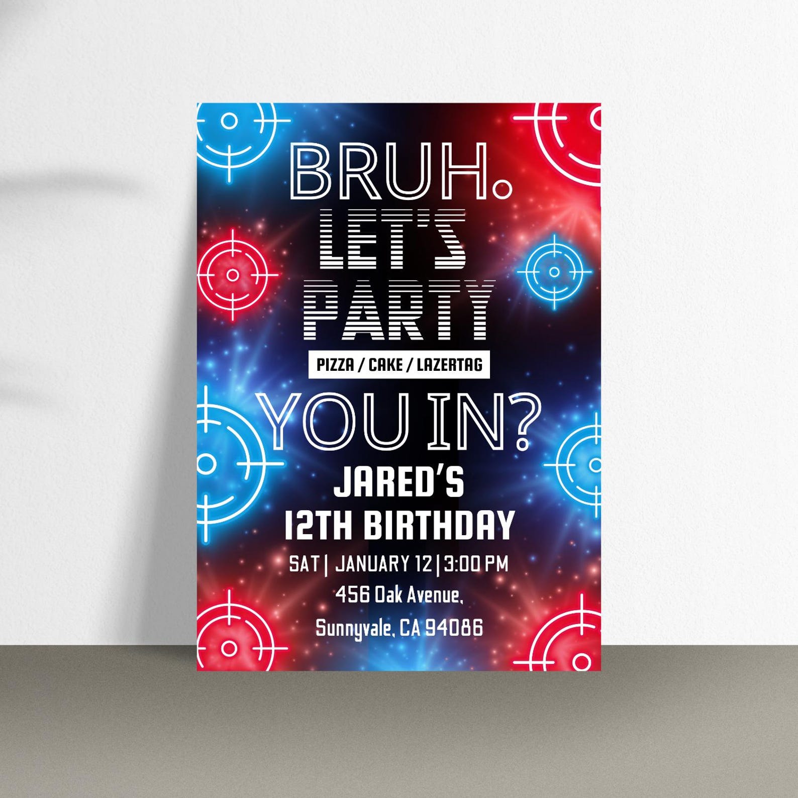 Bruh Birthday Invitation Teen Party Invite Lazer Tag Editable Digital ...