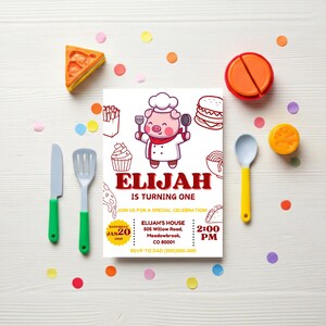 Food Birthday Party Invitation: Editable Canva Template (digital ...