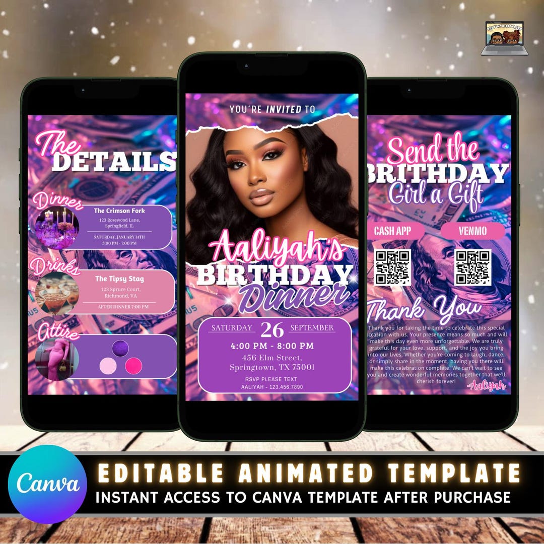 Animated Birthday Party Invitation: Customizable Digital Template - Etsy