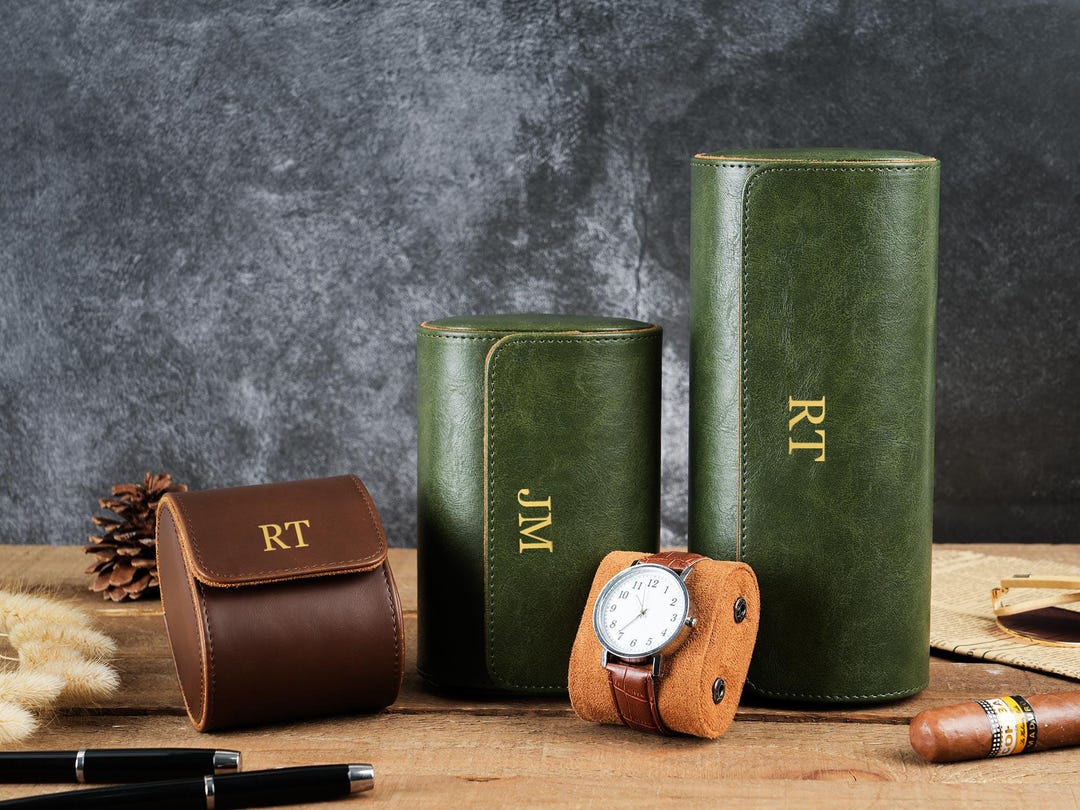 Personalized Leather Watch Box | Custom Leather Watch Case • Groomsmen ...