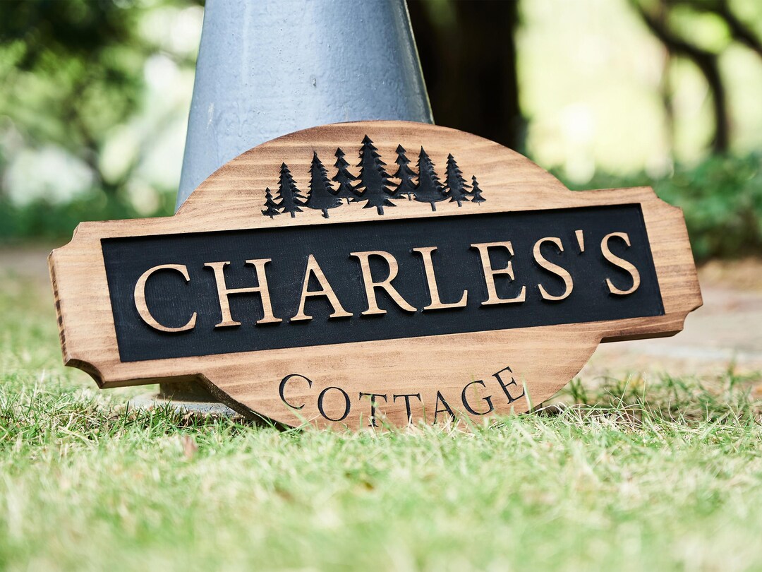 Personalized COTTAGE Sign, Pine Wood Sign, Stain Sign, Custom Solid ...