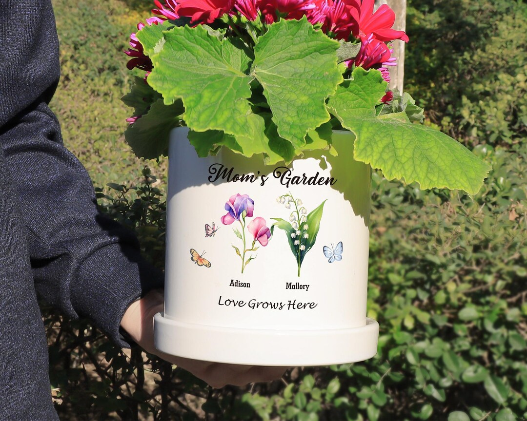 Custom Grandma Plant Pot, Personalized Birth Flower Pot for Mom, Mother ...