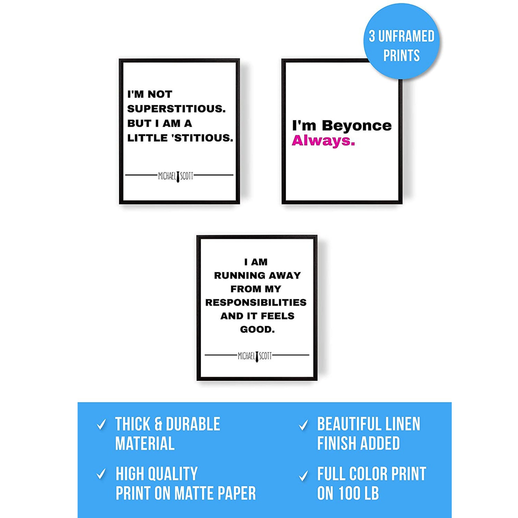 Michael Scott Iconic Quotes Set of 3 Poster Prints 11x14 | Etsy