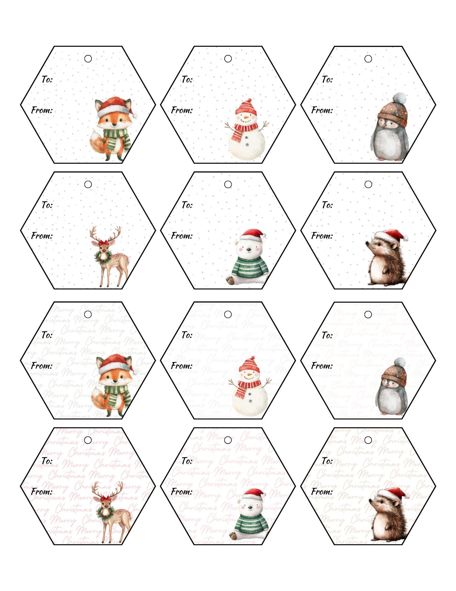 Printable Christmas Gift Tags- Animals - Etsy