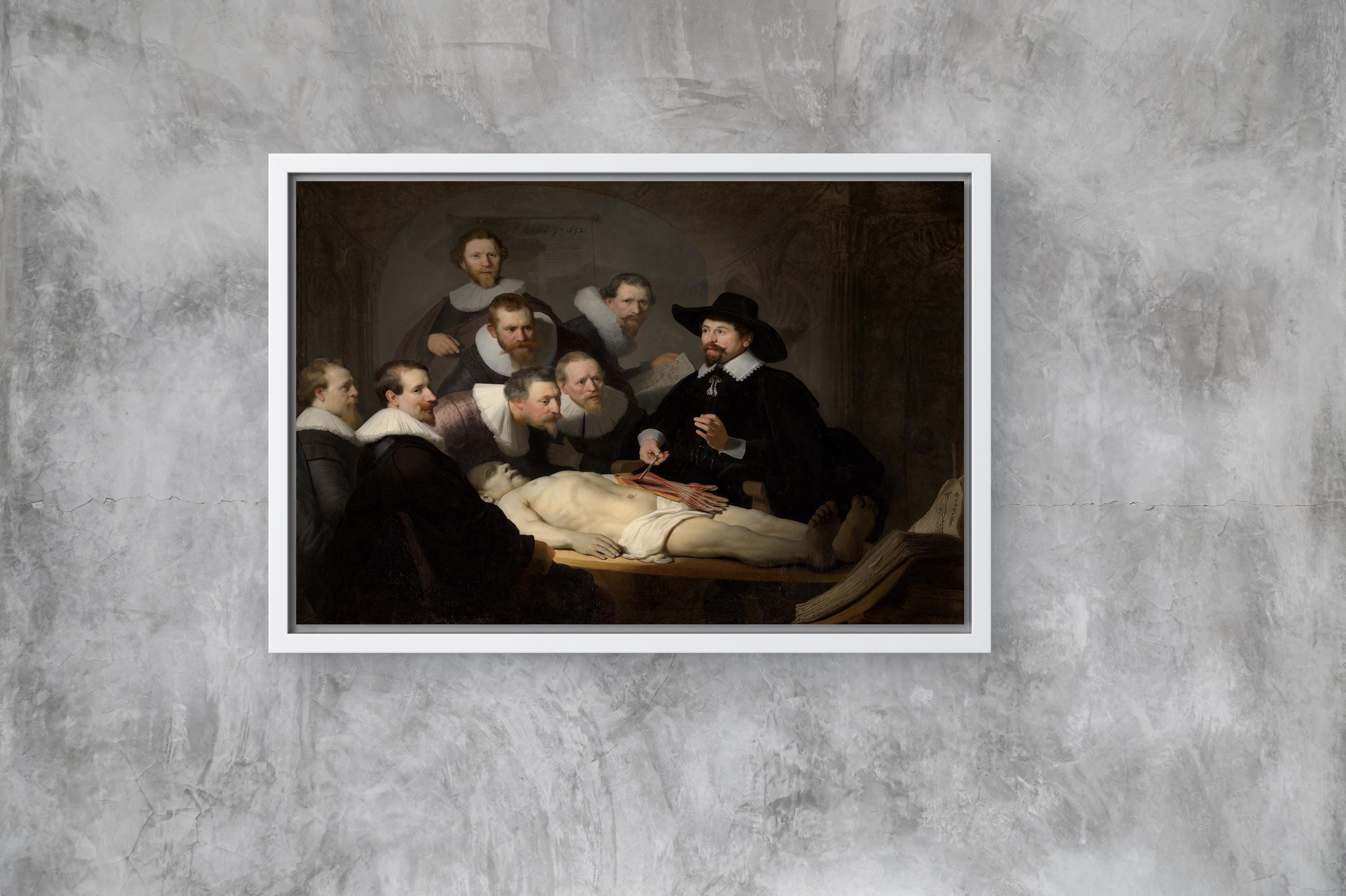 The Anatomy Lesson of Dr. Nicolaes Tulp 1632 by Rembrandt Framed Canvas Wall Decor & Premium ...