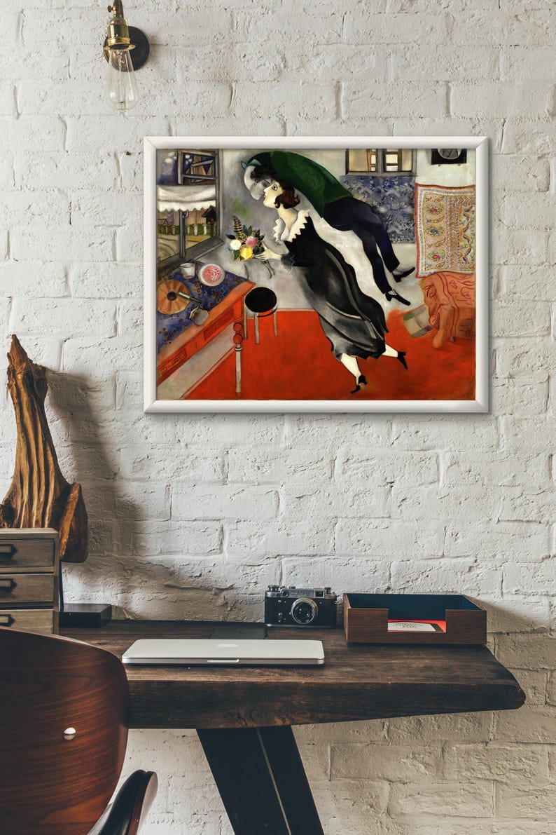The Birthday (1915) by Marc Chagall , Romantic Surrealist Canvas ...