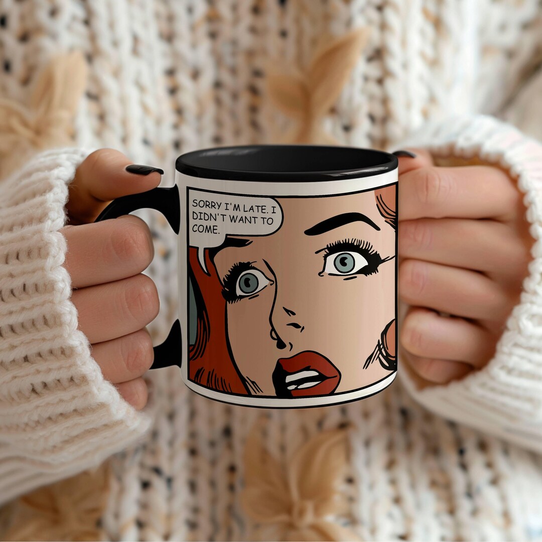 Retro Comic Book Woman Coffee Mug, Funny Pop Art Cup, Vintage Style ...