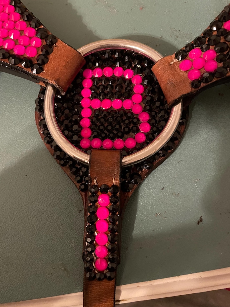 Pink and Black Flower Bedazzled Tack Set - Etsy
