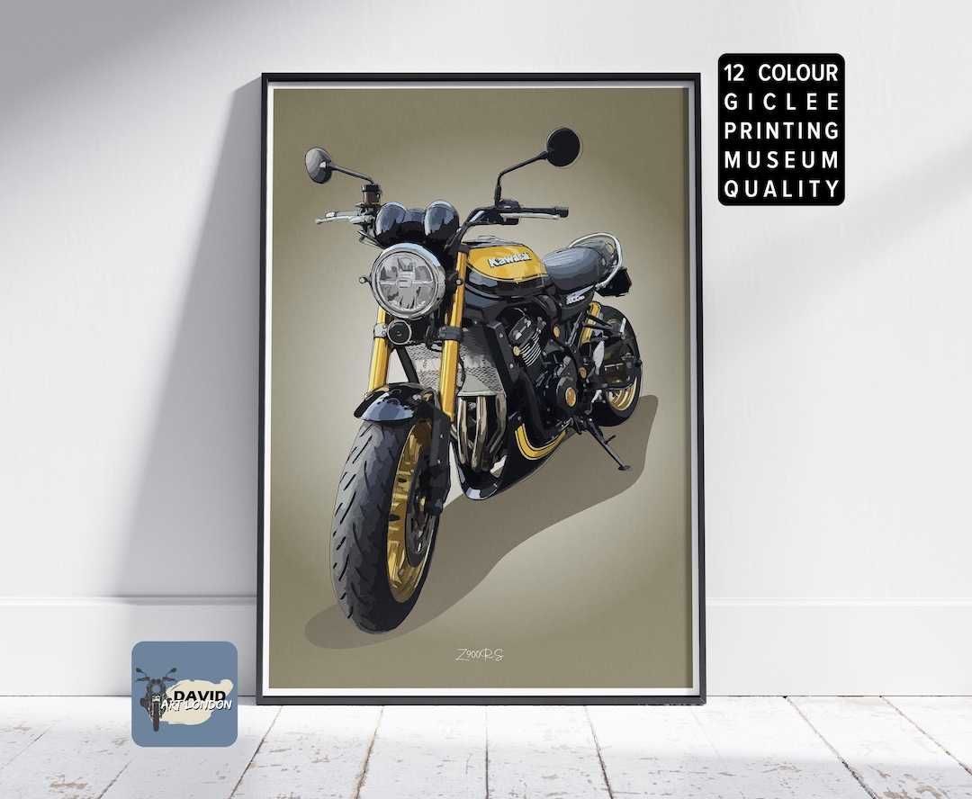 Kawasaki Z900RS Motorbike Art Freehand Sketch. Motocycle Drawing Ideal ...