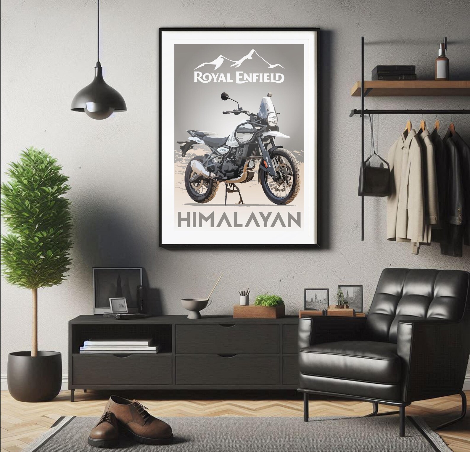 Royal Enfield Himalayan Motorbike Freehand Bike Sketch Motorcycle Wall ...