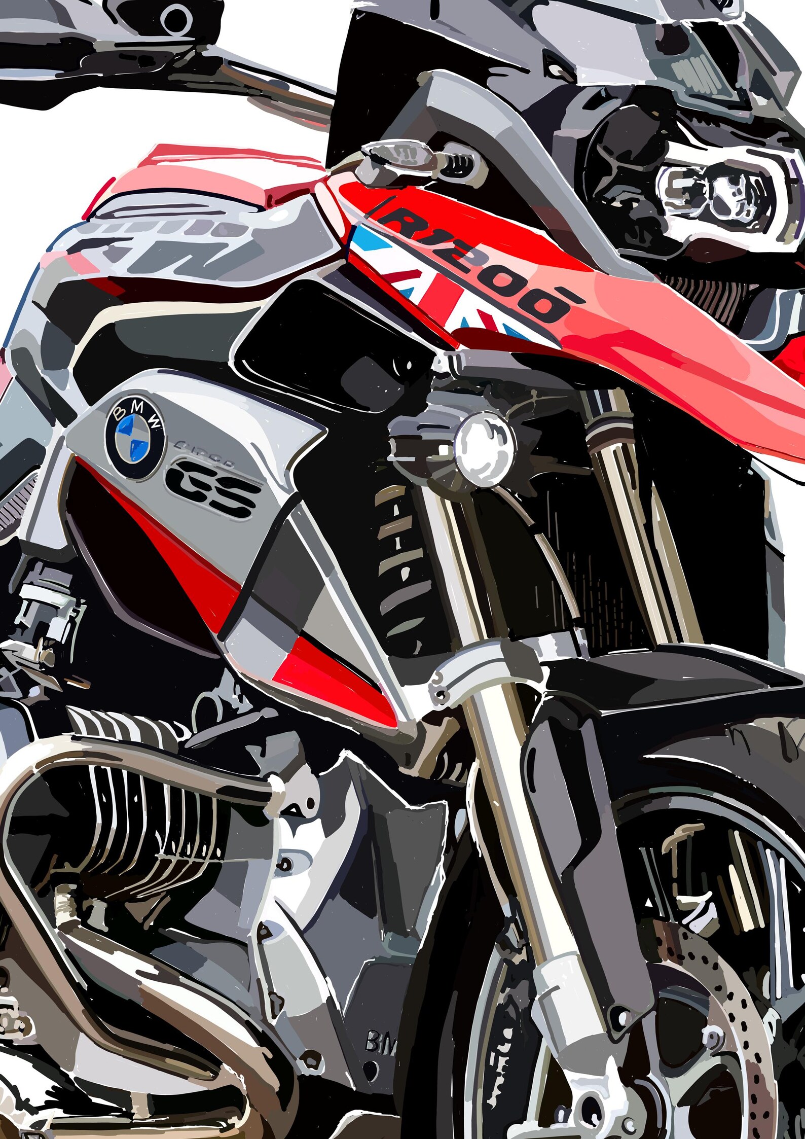 BMW R1200GS Motorbike Freehand Sketch for DOWNLOAD Wall Art Digital ...