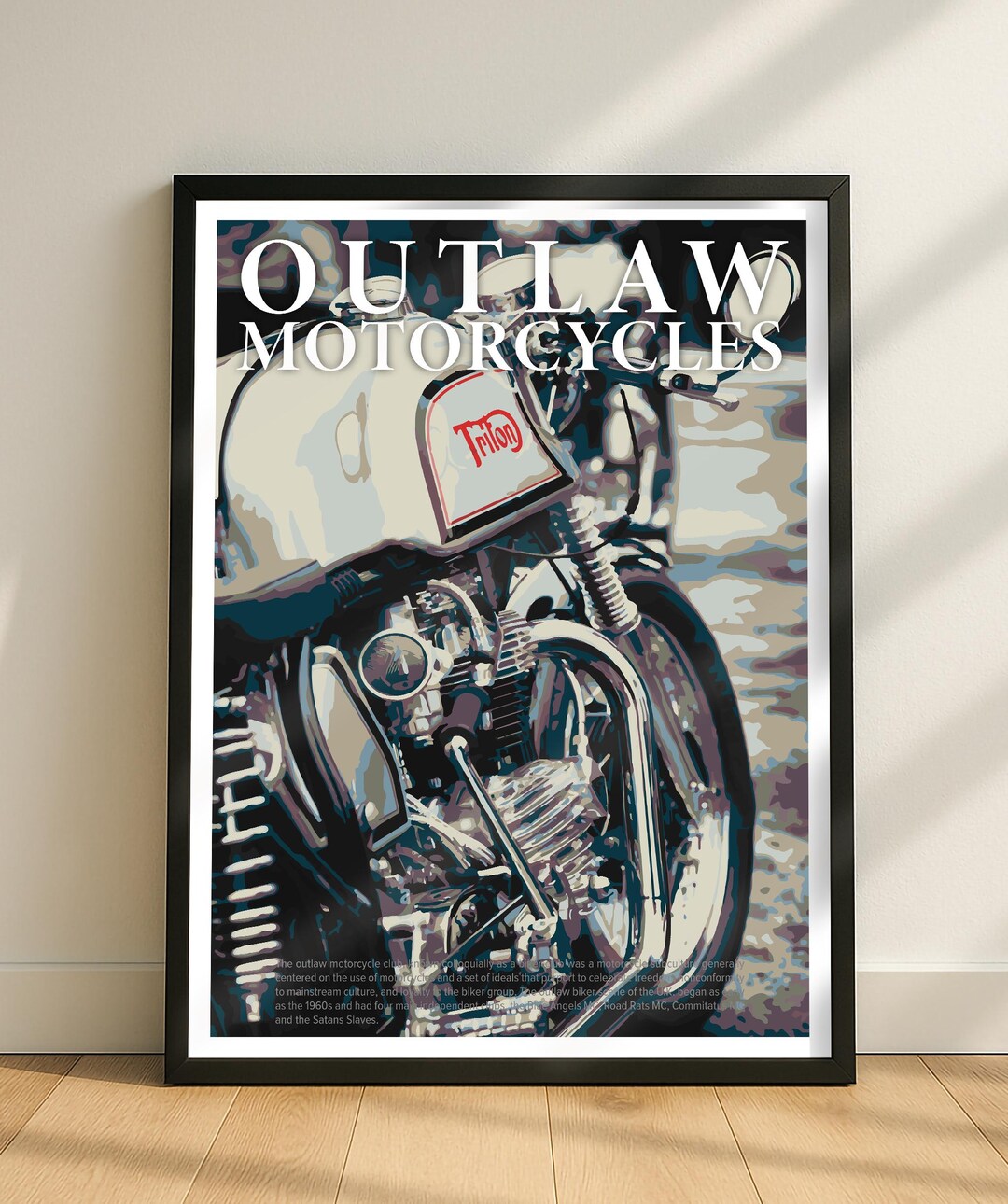 Outlaw British Motorbike Artwork - Custom Motorbike Print - Motorcycle ...