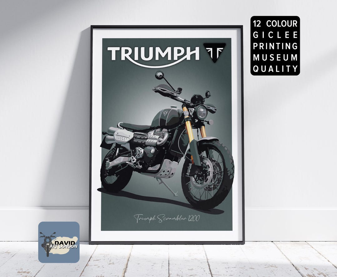 Triumph Scrambler 1200 Motorbike Freehand Bike Sketch Motorcycle Wall ...