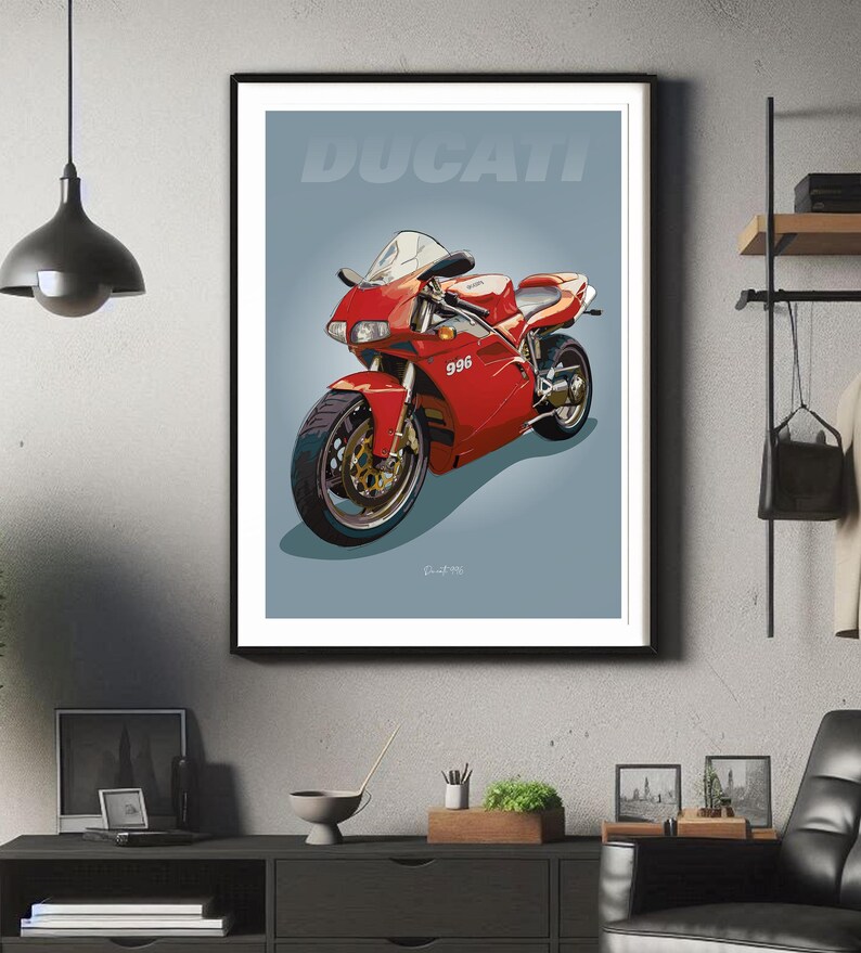 Ducati 996 Motorbike Art Freehand Sketch. Motocycle Drawing Ideal ...