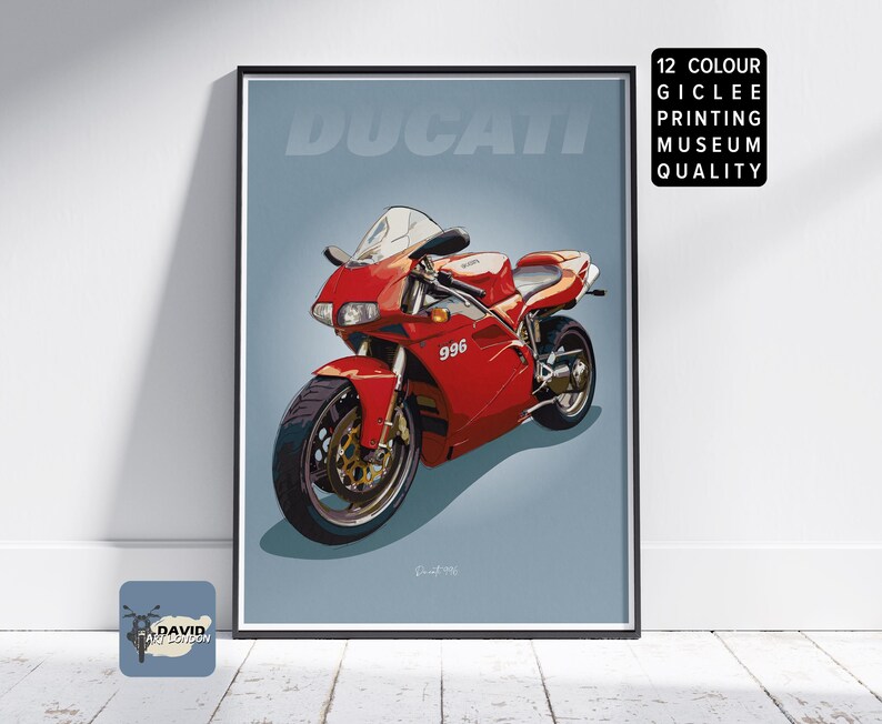 Ducati 996 Motorbike Art Freehand Sketch. Motocycle Drawing Ideal ...