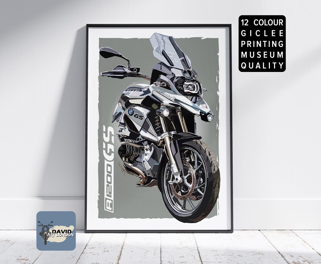 BMW R1200GS Motorbike Freehand Bike Sketch Motorcycle Wall Art ...