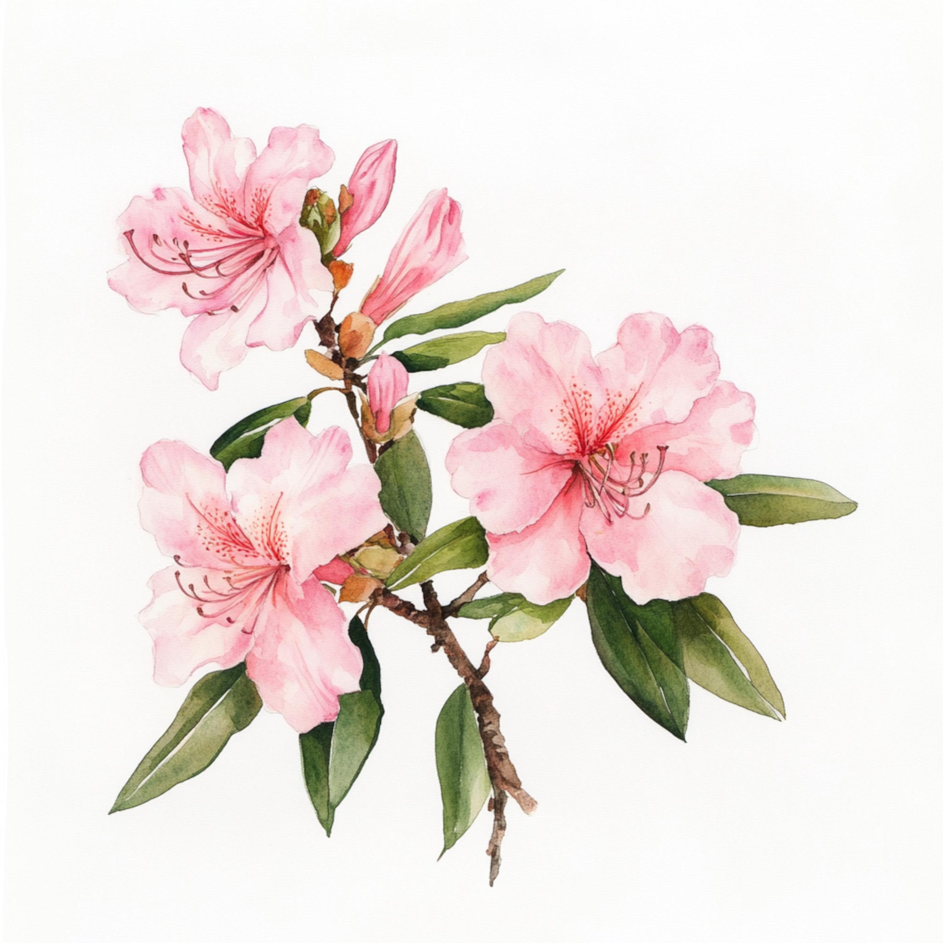 10 Printable Azaleas Watercolor, Pink Rhododendron, Watercolor Pink ...