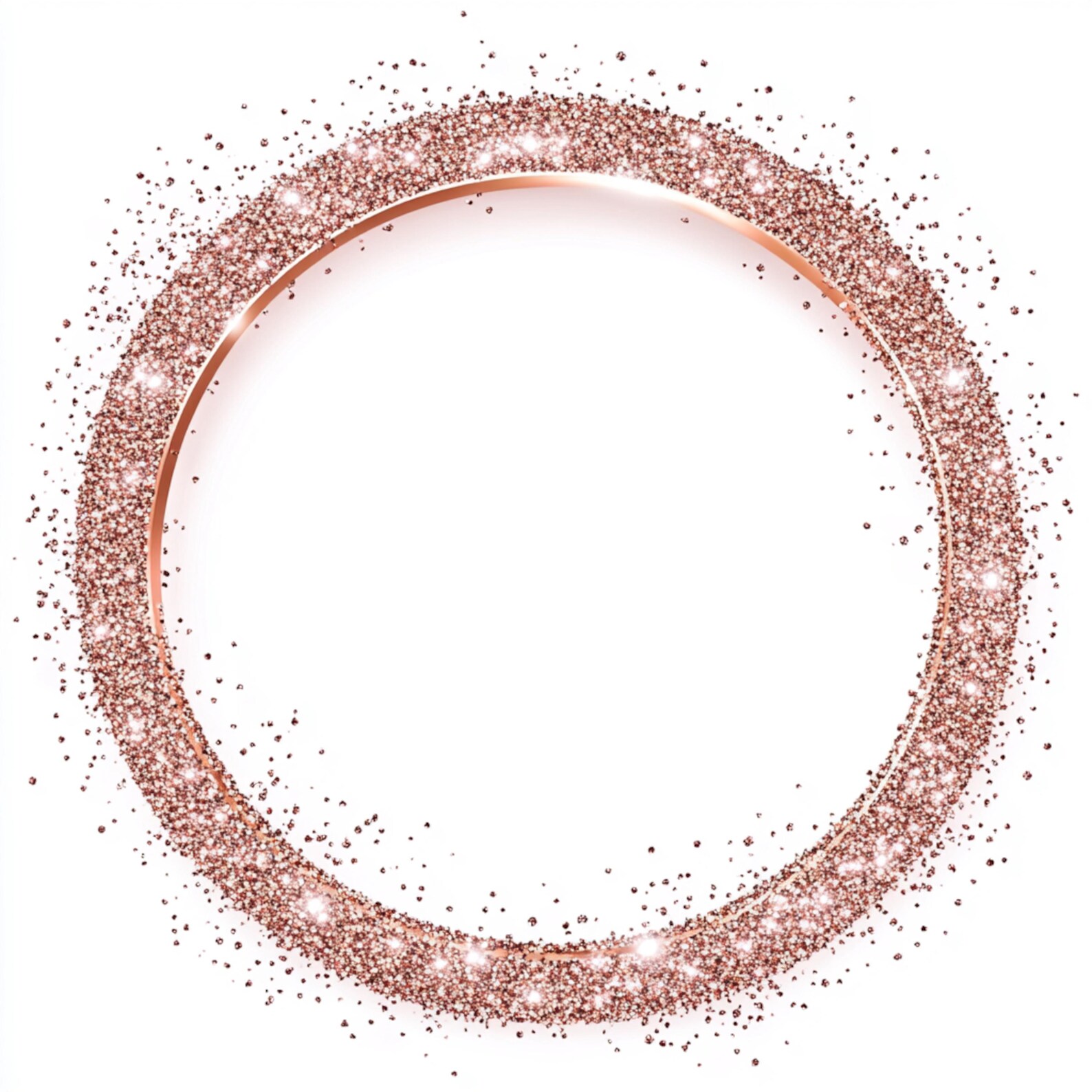 Printable Pink Glitter Circle Frame, Watercolor Rose Gold Ring, Frame ...