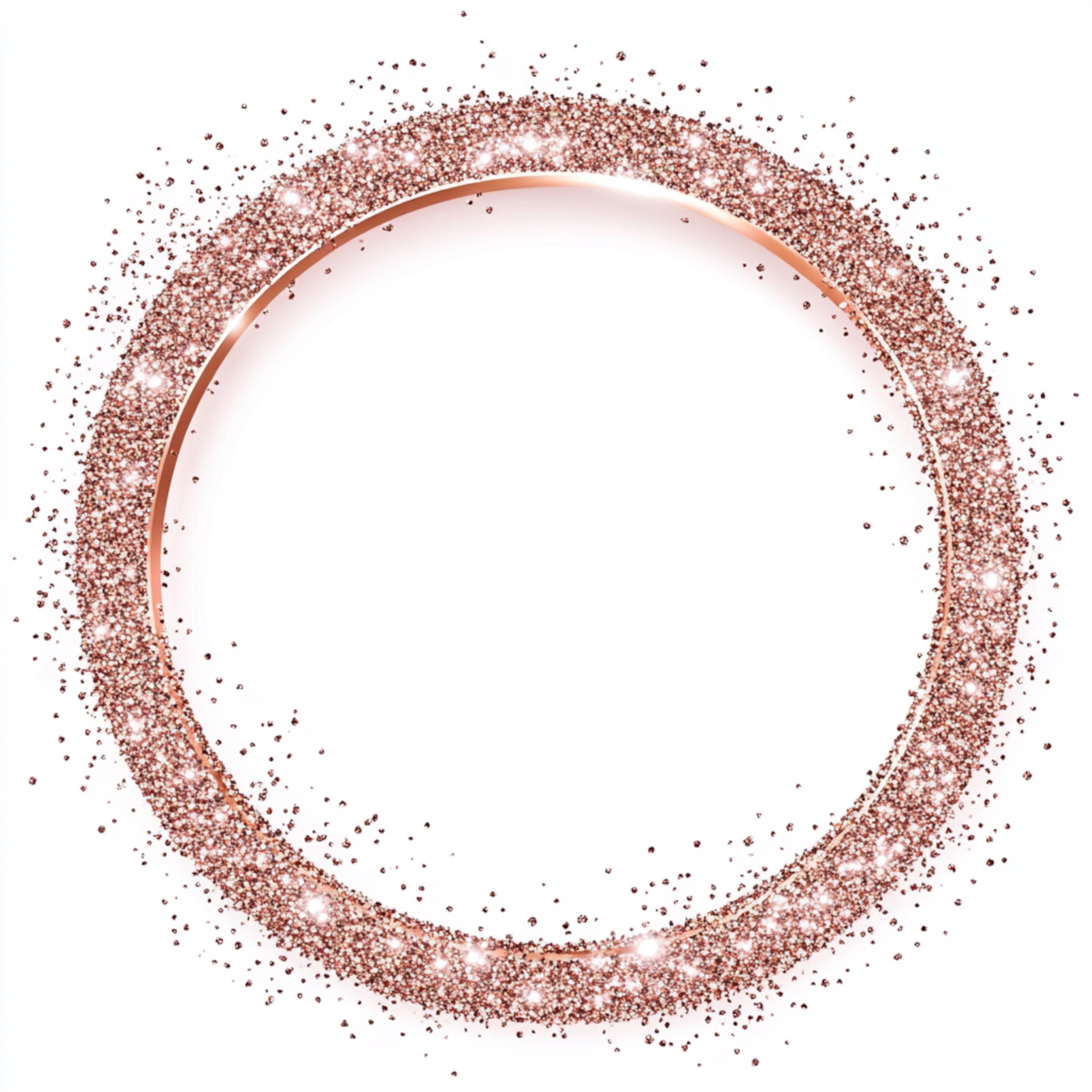 Printable Pink Glitter Circle Frame, Watercolor Rose Gold Ring, Frame ...