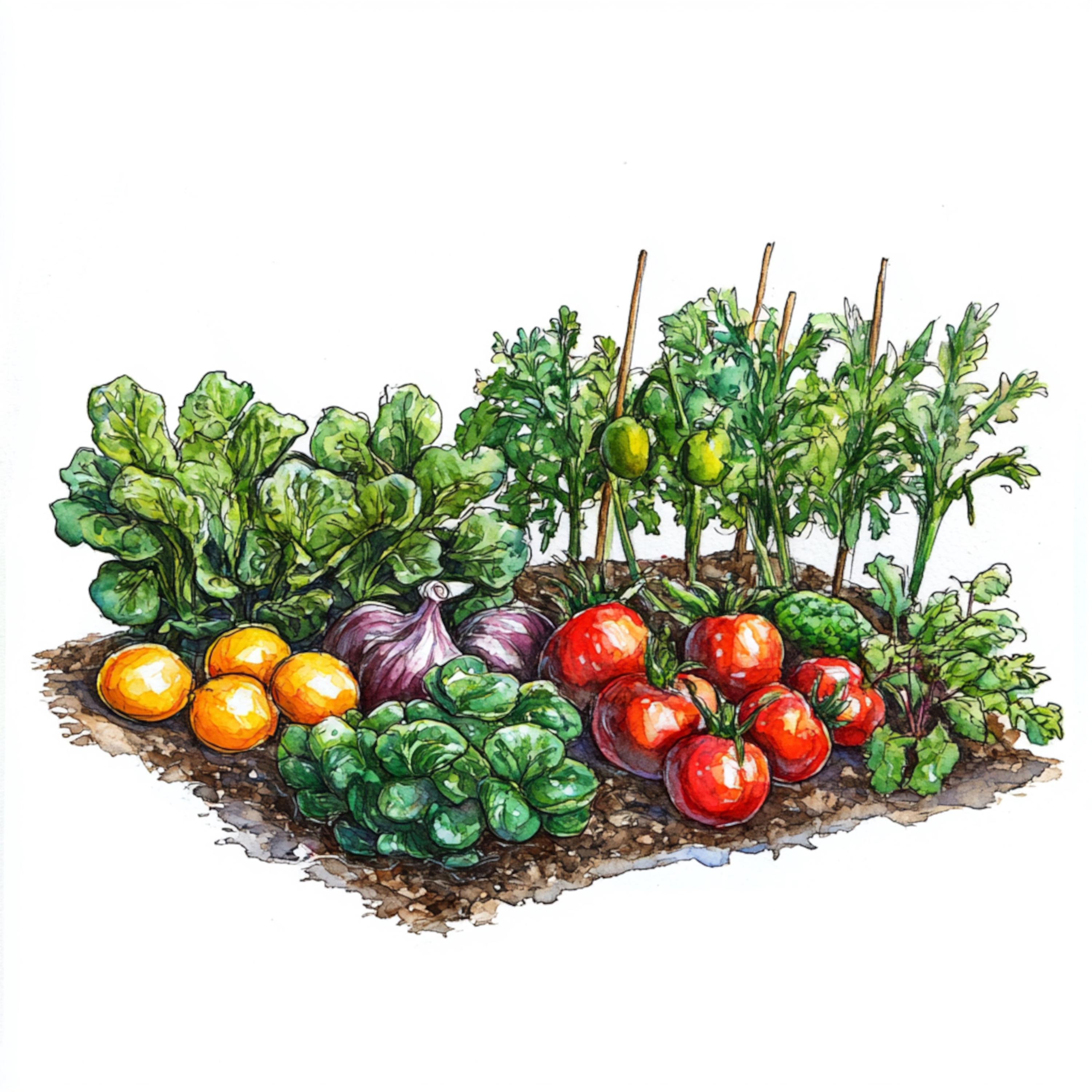 Printable Vegetable Garden Decor, Watercolor Images, Garden Art, 10 ...
