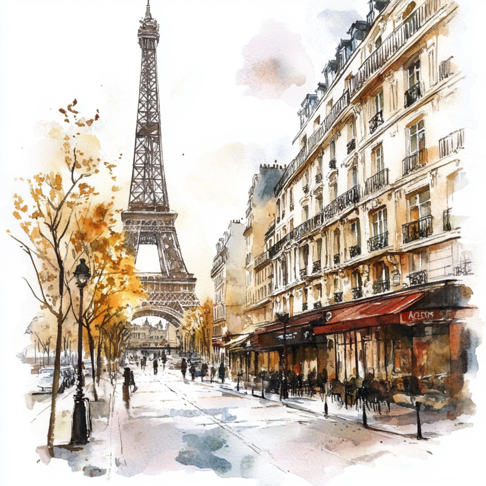 10 Printable Paris, Vintage Paris Art, European Street Painting, Cozy ...