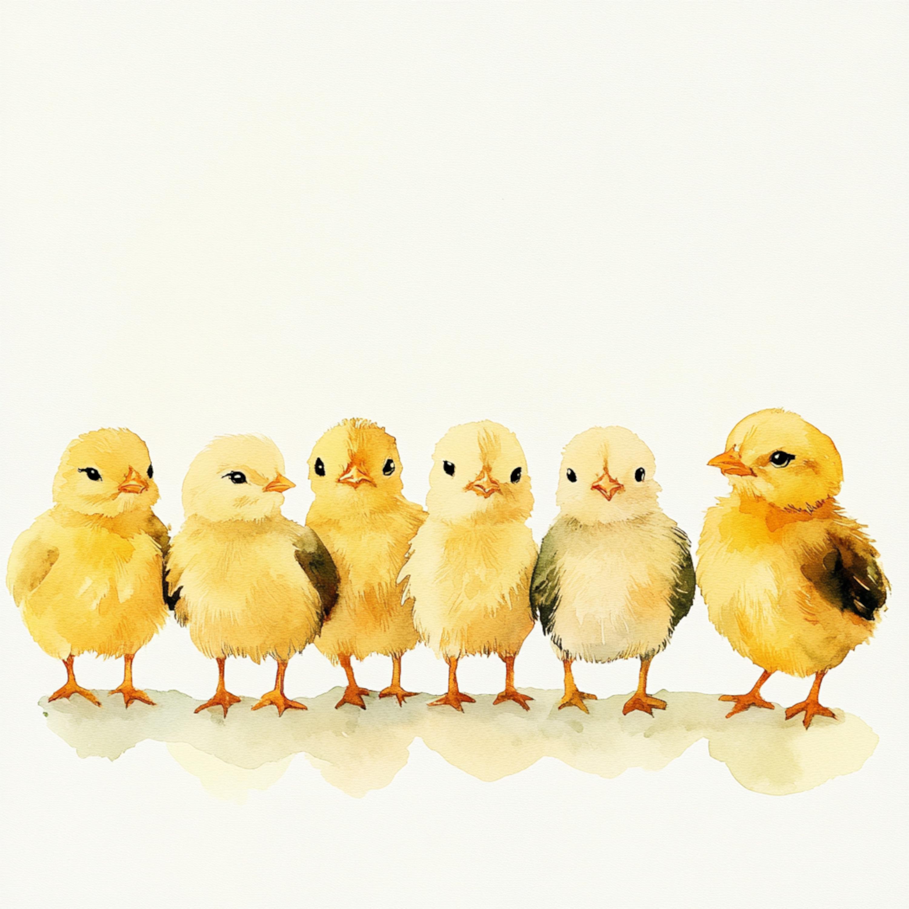 10 Printable Chicks Art, Watercolor Fluffy Chicks, Gift Decor, Autumn ...